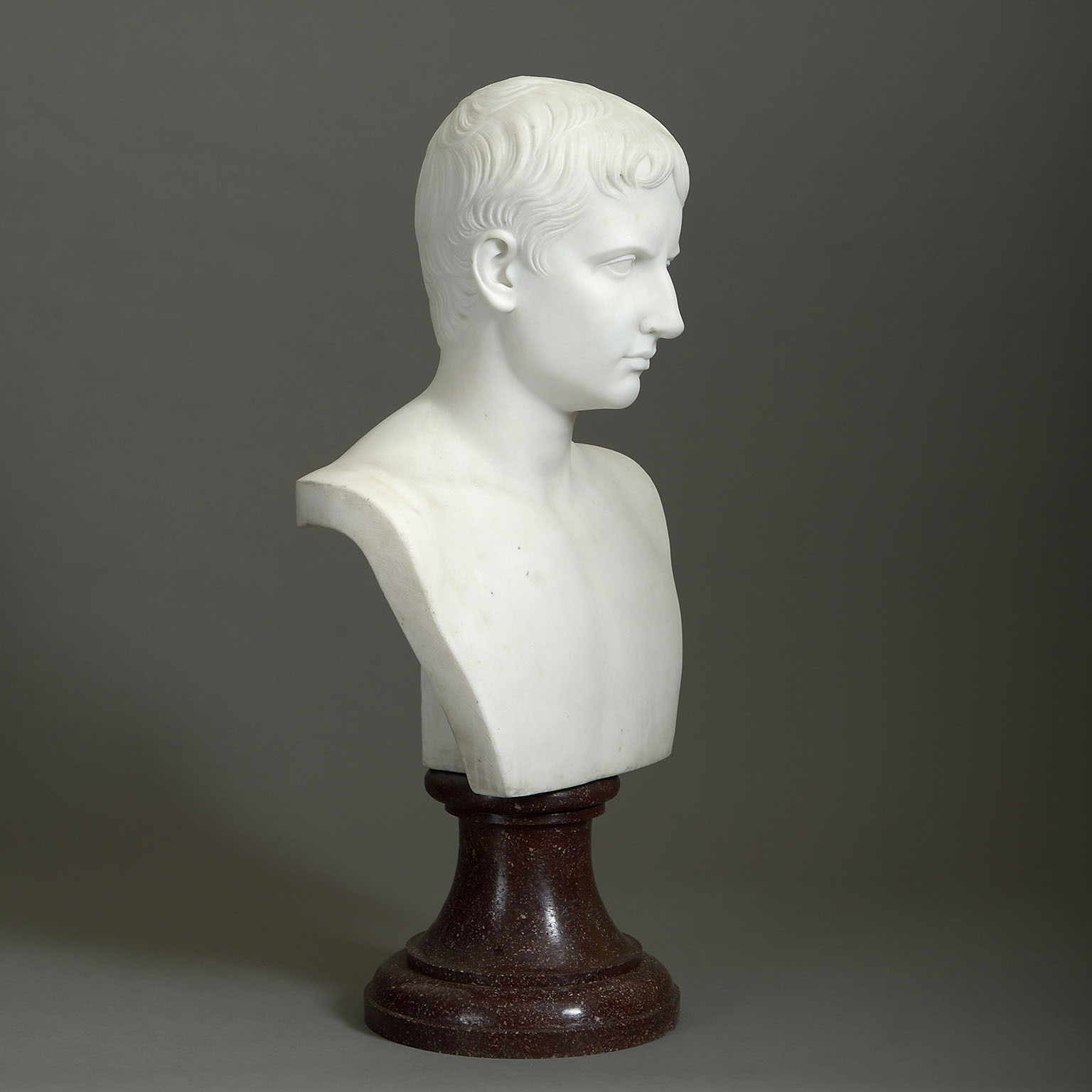 Grand Tour Bust of Young Octavian on an Egyptian Porphyry Socle - Adam ...