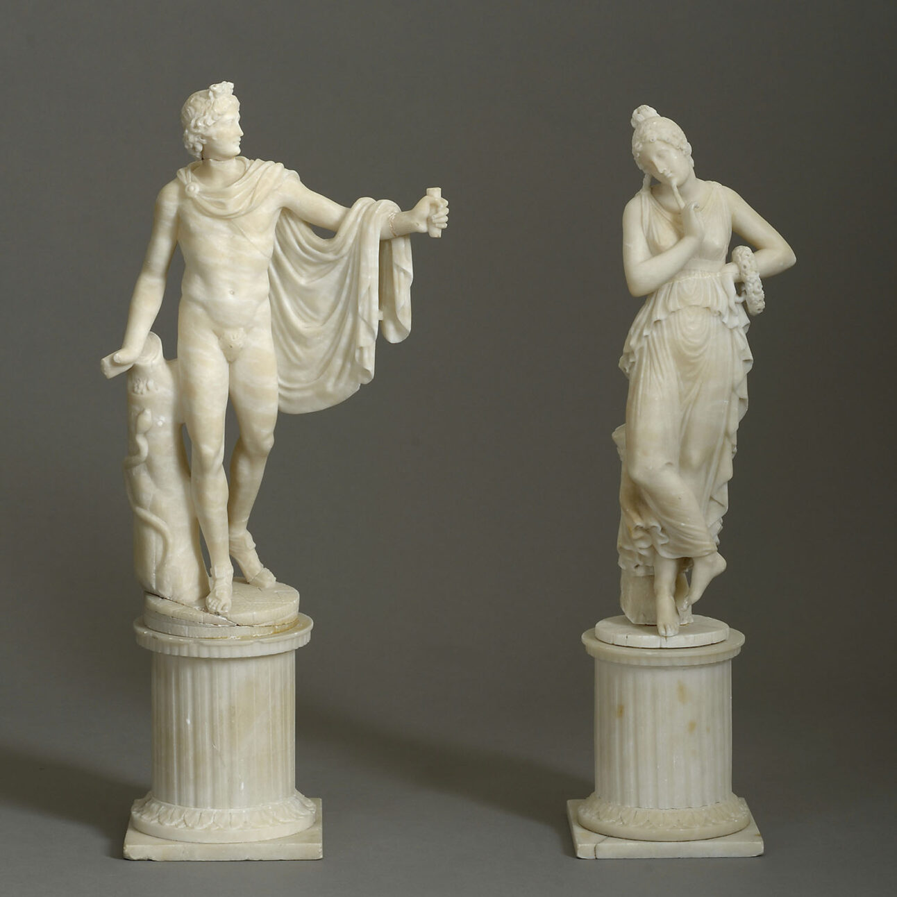 Pair of Figures of Apollo Belvedere and 'Dancer' after Antonio Canova ...