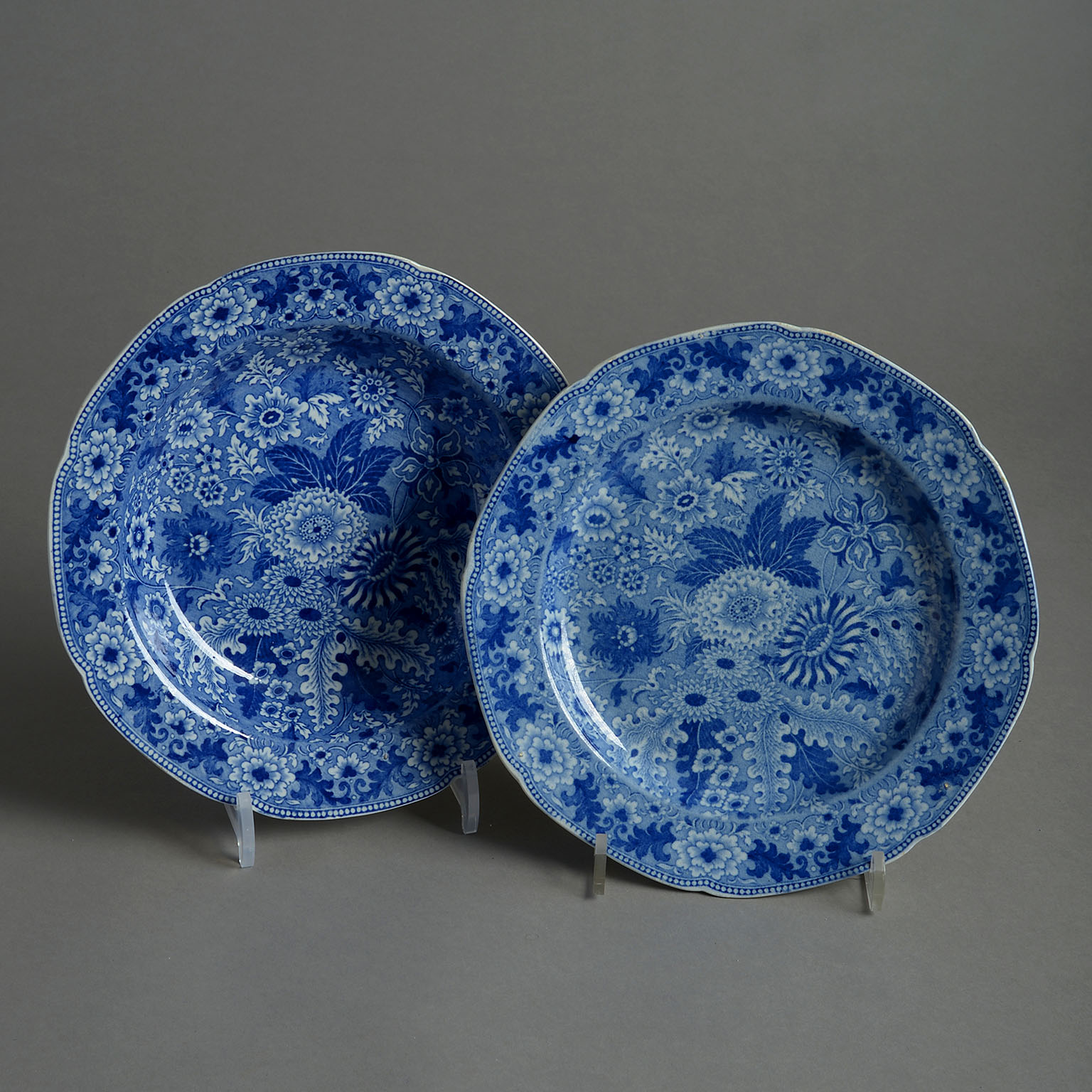 Set of Three Antique Blue & White Plates - Adam Calvert Bentley