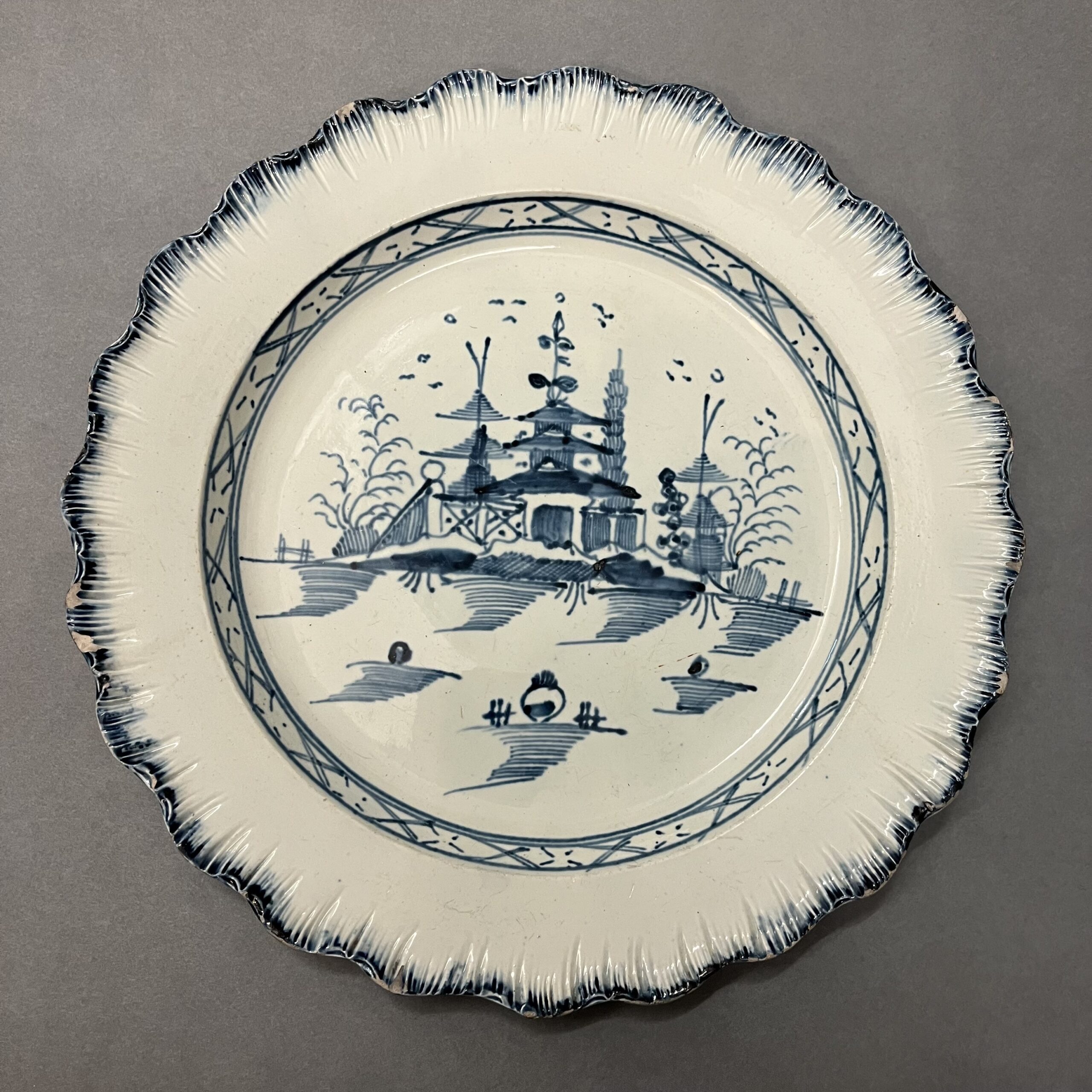 George III Chinoiserie Pearlware Plates - Adam Calvert Bentley