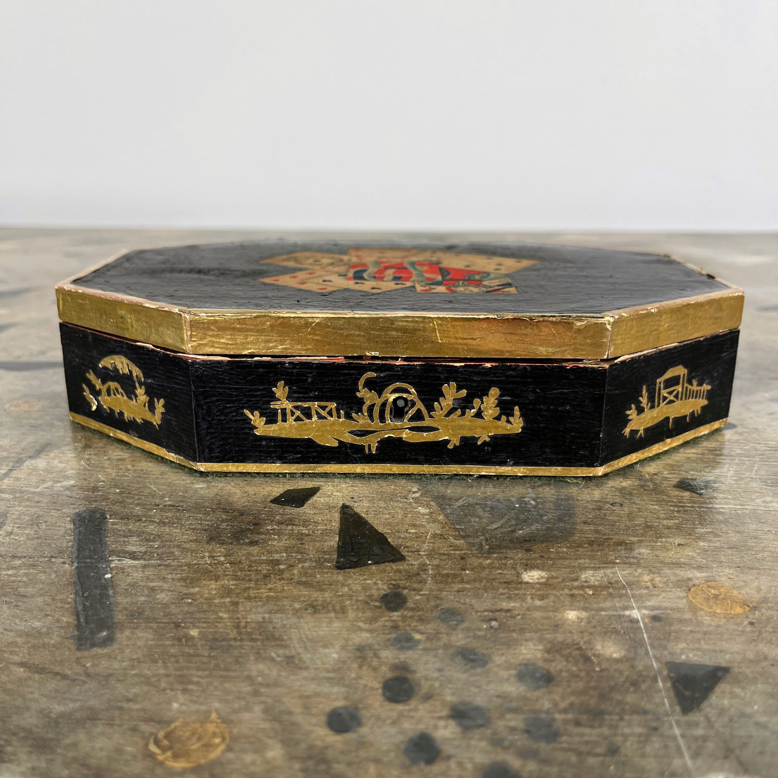 Charming Regency Painted Games Box - Adam Calvert Bentley