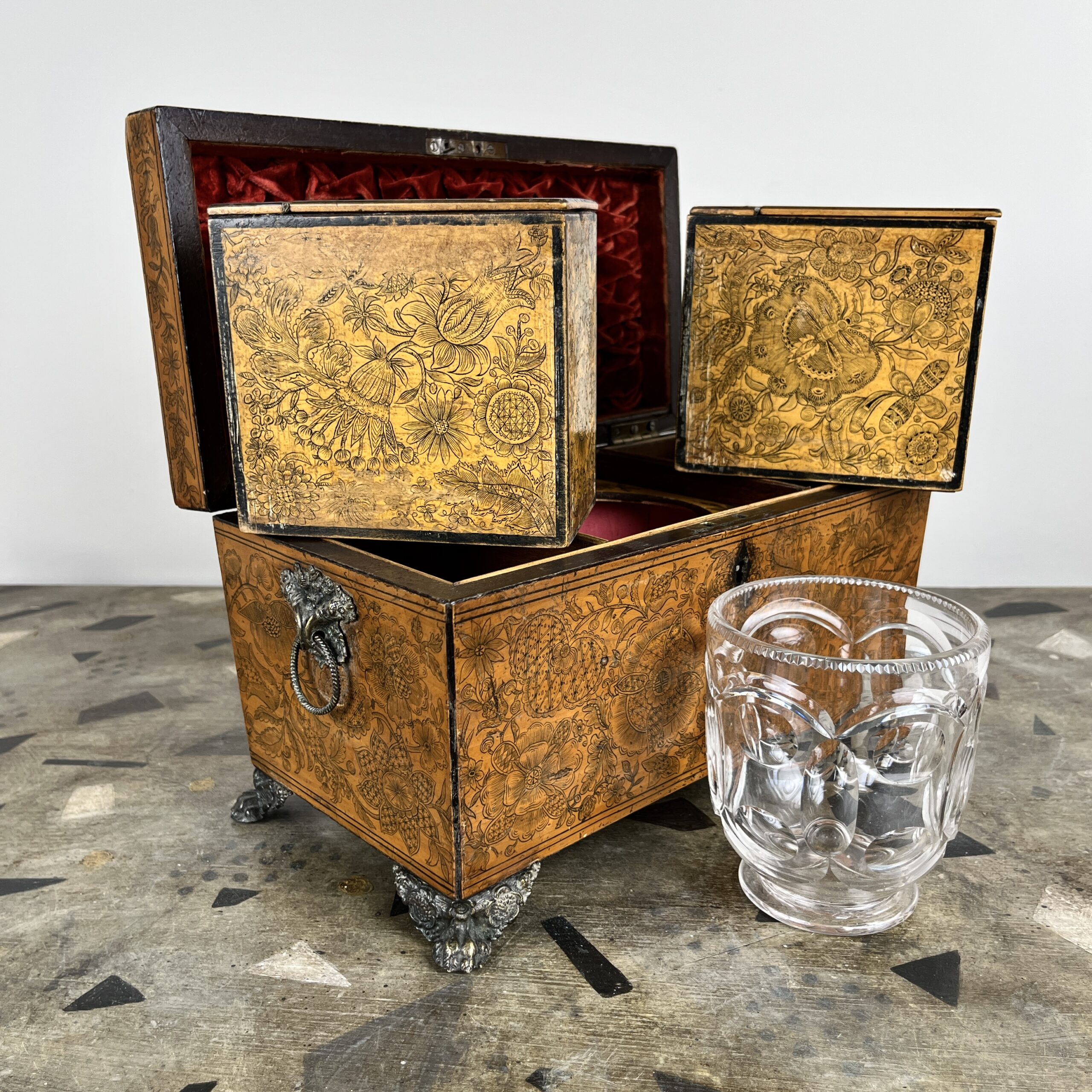 Large Regency Penwork Tea Caddy - Adam Calvert Bentley