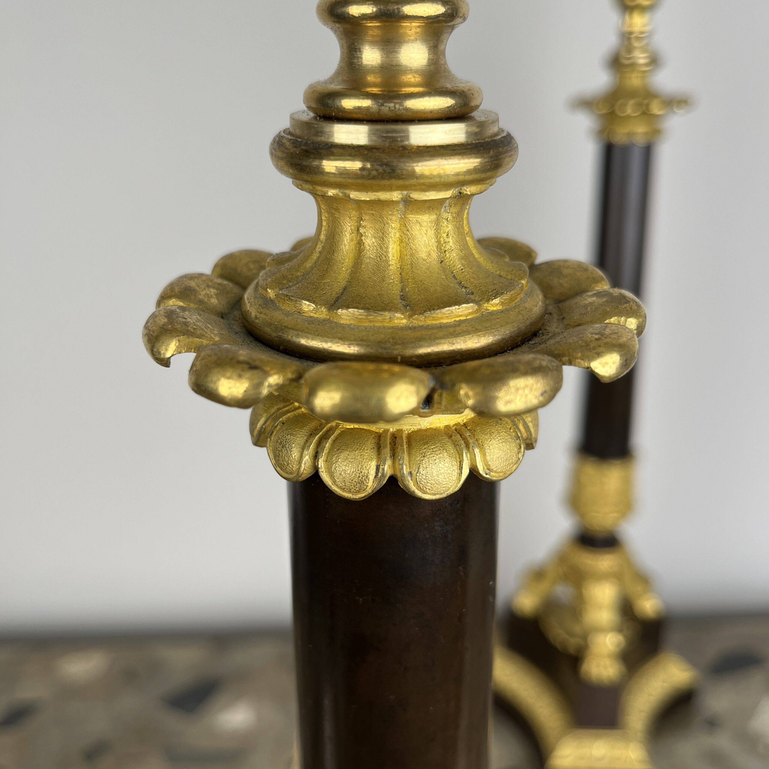 Pair of Large Bronze Column Lamps - Adam Calvert Bentley
