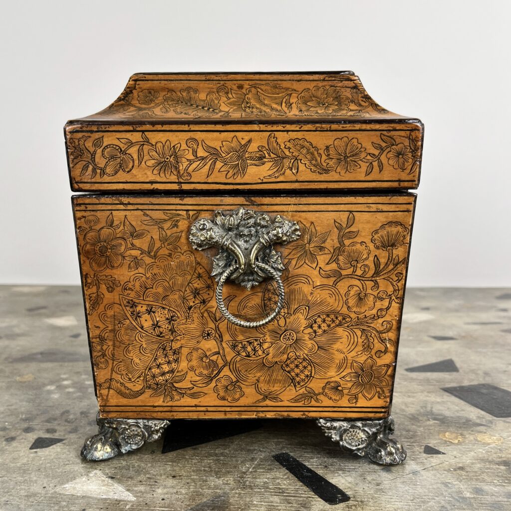 Large Regency Penwork Tea Caddy - Adam Calvert Bentley
