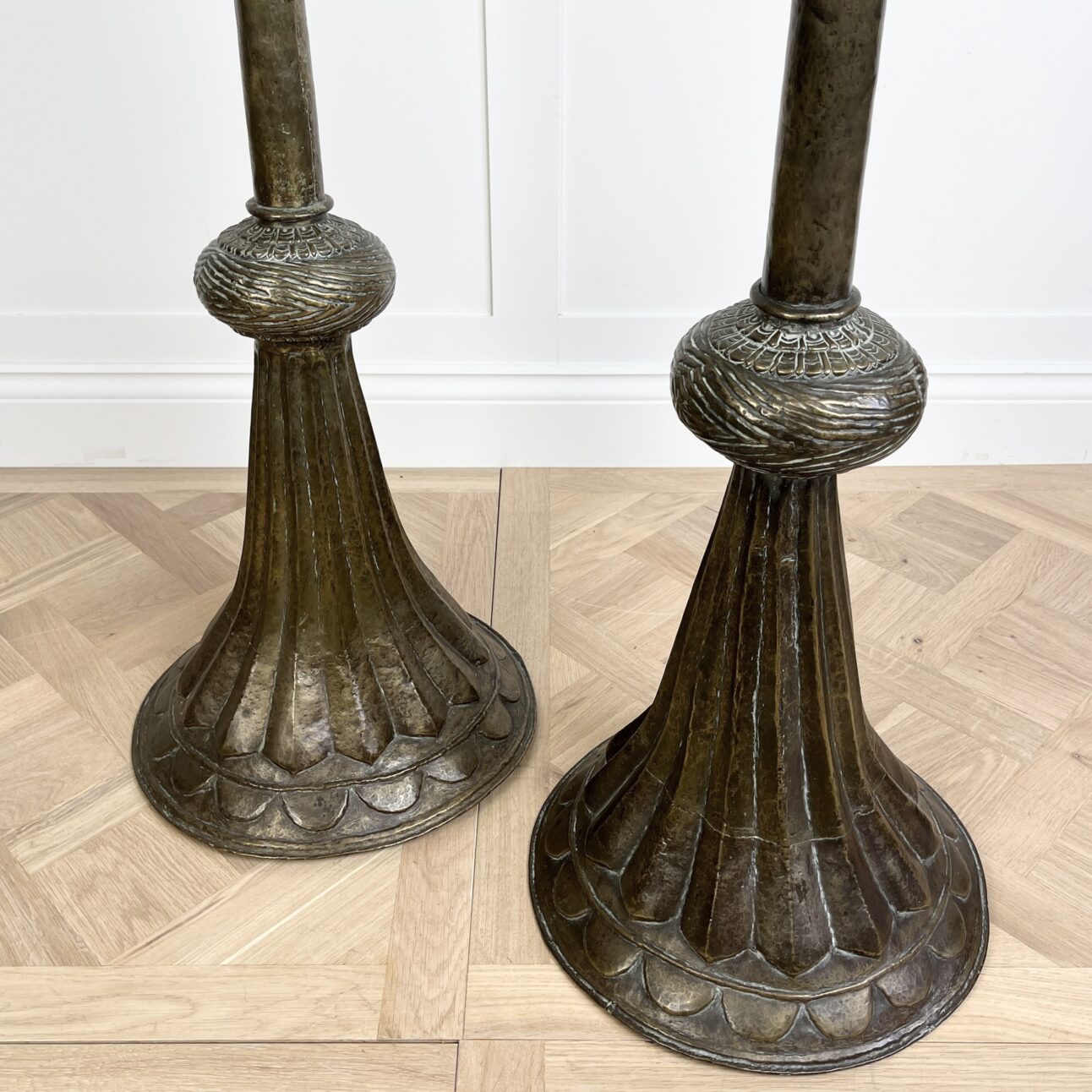 Pair of Antique Himalayan Temple Trumpet Standing Lamps - Adam Calvert ...