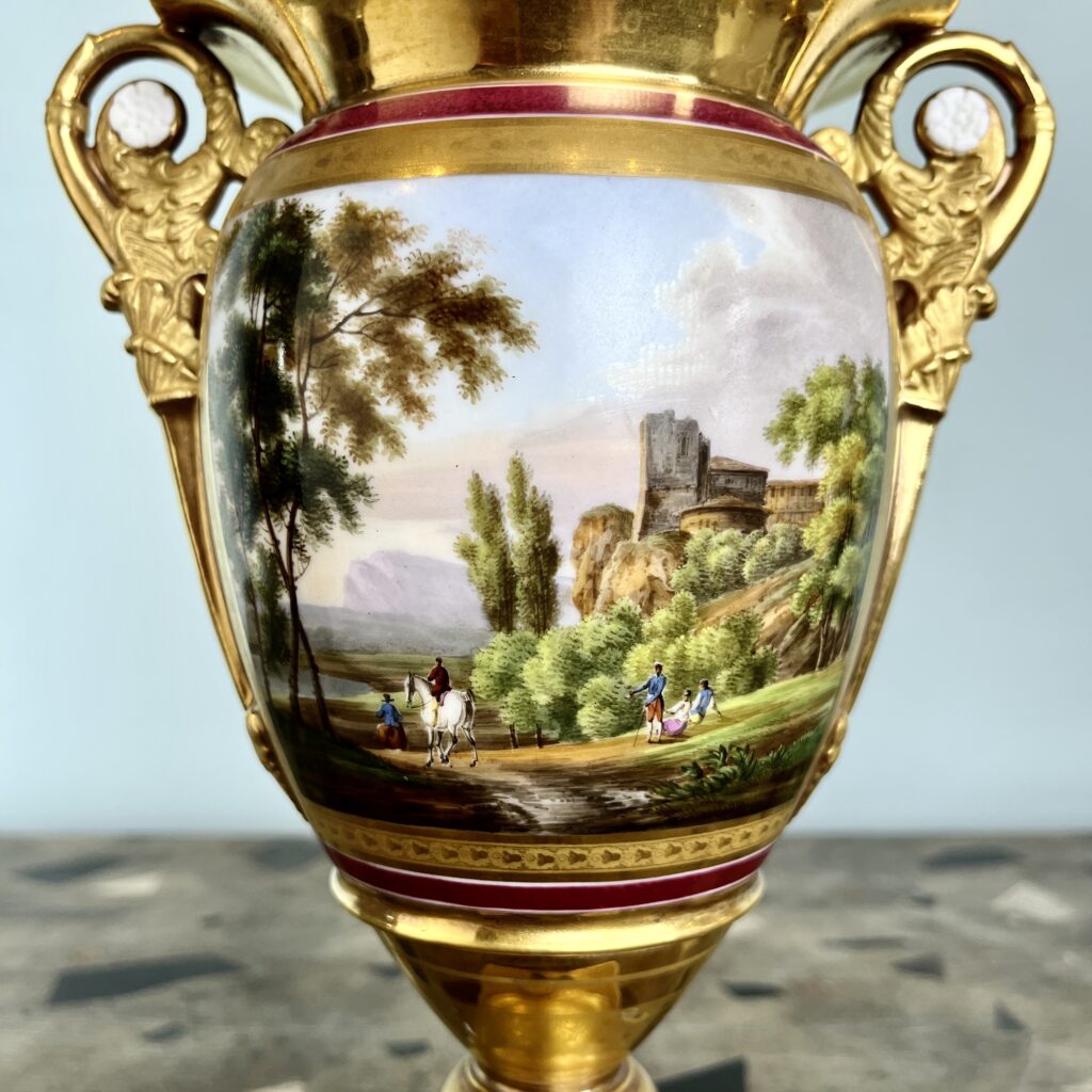 Pair of Antique Restauration Paris Porcelain Claret-Ground Vases - Adam ...