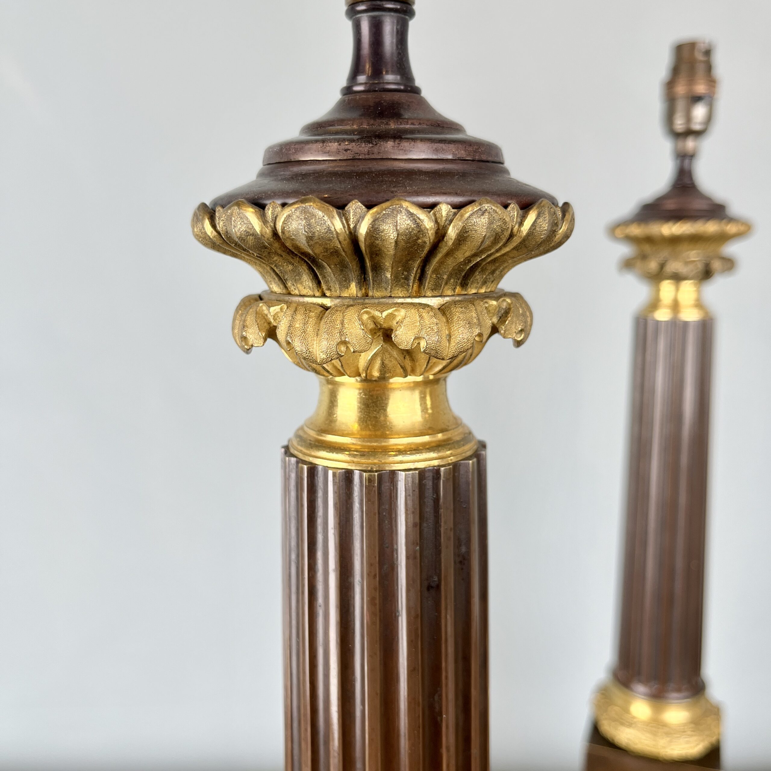 Pair of Bronze and Gilt Bronze Column Lamps - Adam Calvert Bentley
