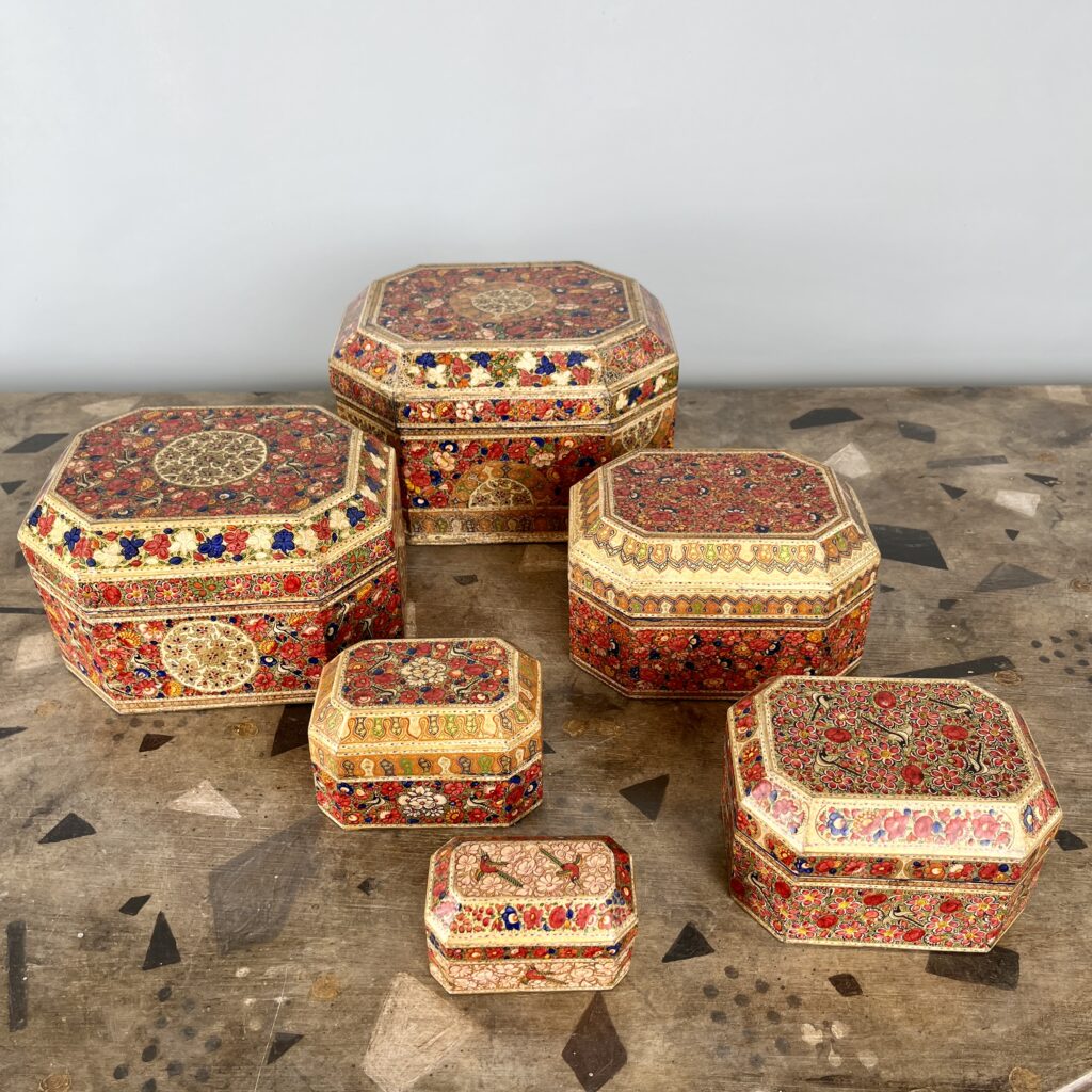 Set of Kashmir Antique Lacquer Boxes - Adam Calvert Bentley