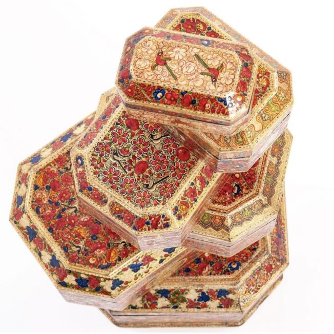 Set of Kashmir Antique Lacquer Boxes - Adam Calvert Bentley