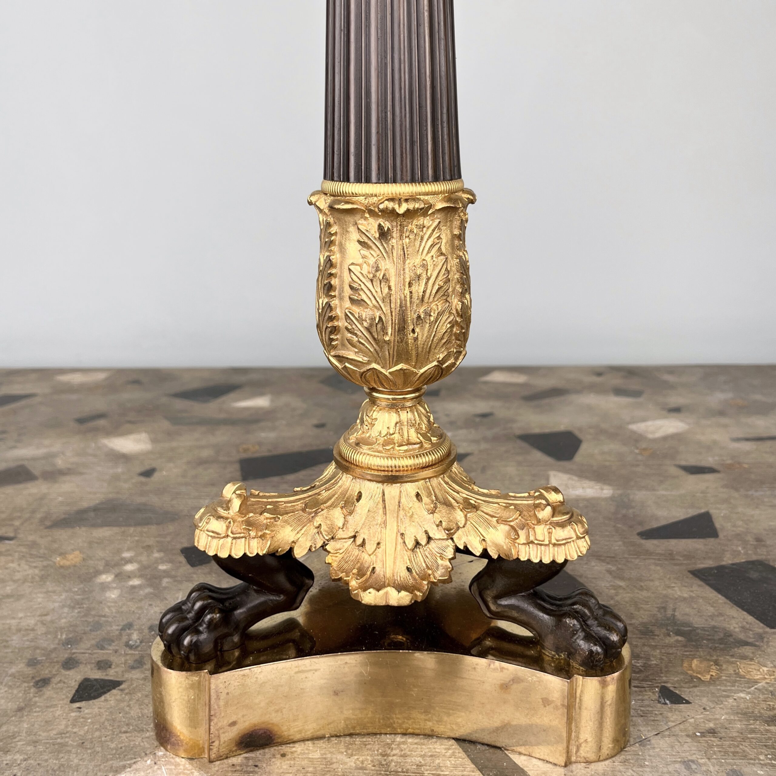 Pair of Regency Bronze and Gilt Bronze Column Lamps - Adam Calvert Bentley