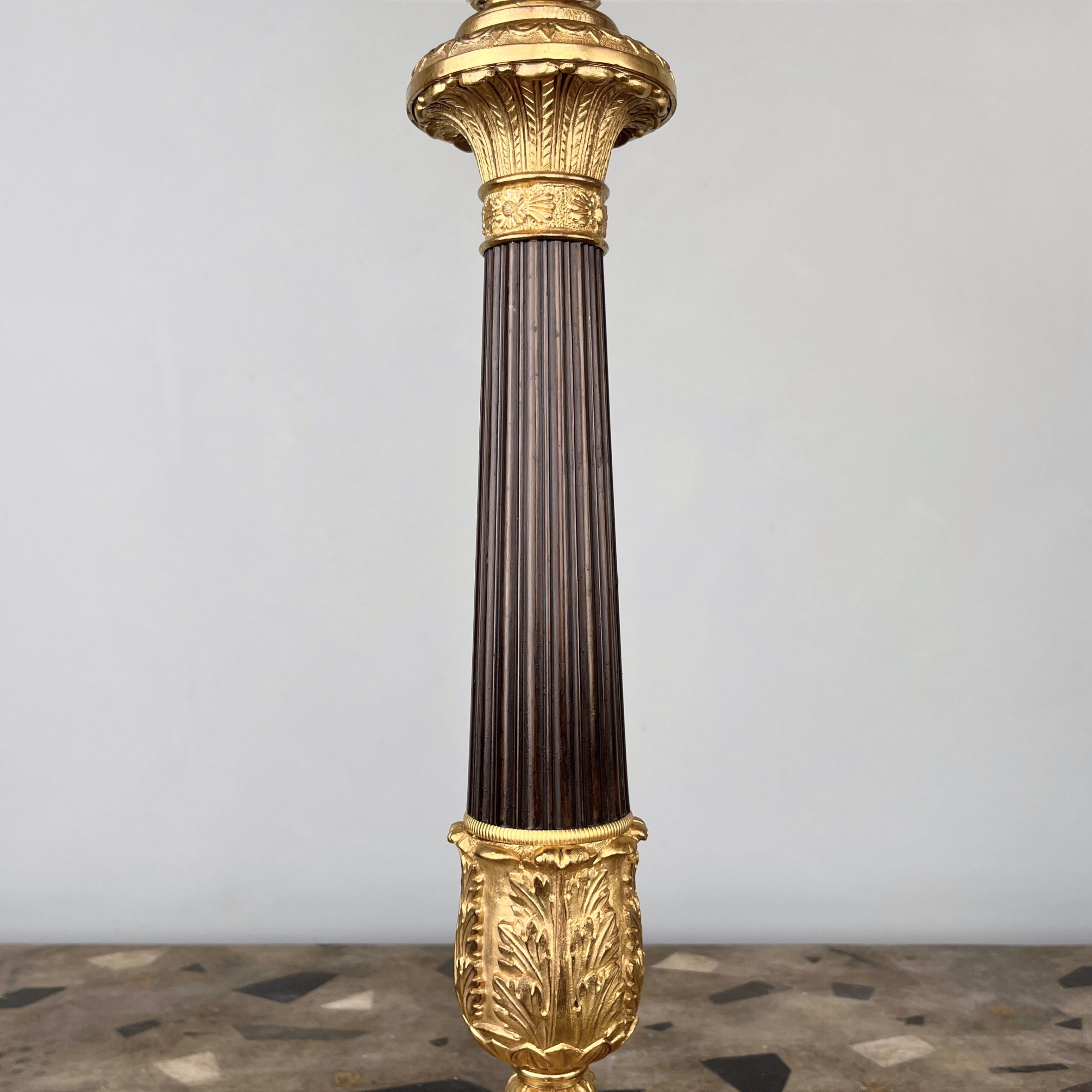Pair of Regency Bronze and Gilt Bronze Column Lamps - Adam Calvert Bentley