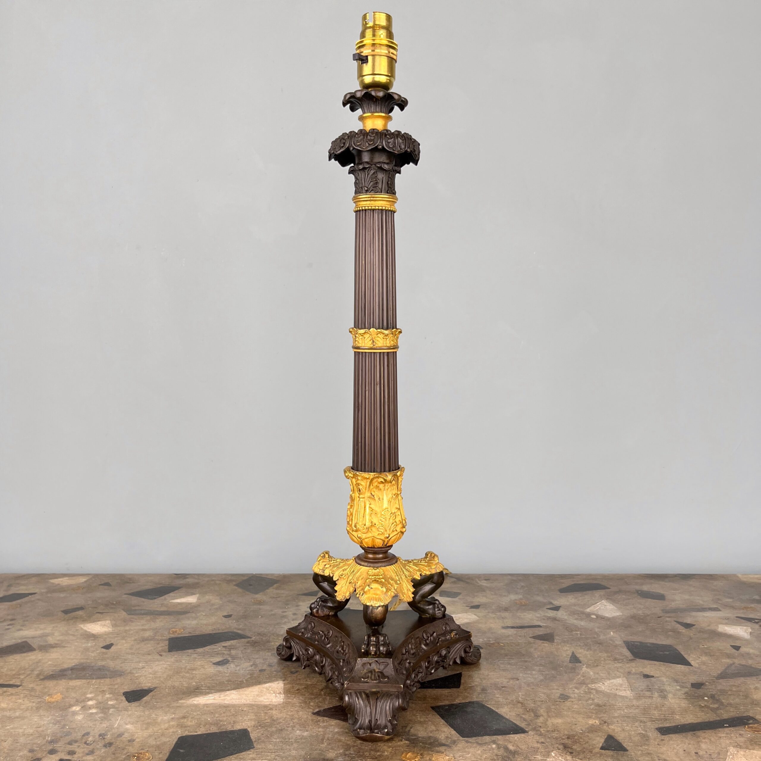 Regency Bronze and Gilt Bronze Column Lamp - Adam Calvert Bentley