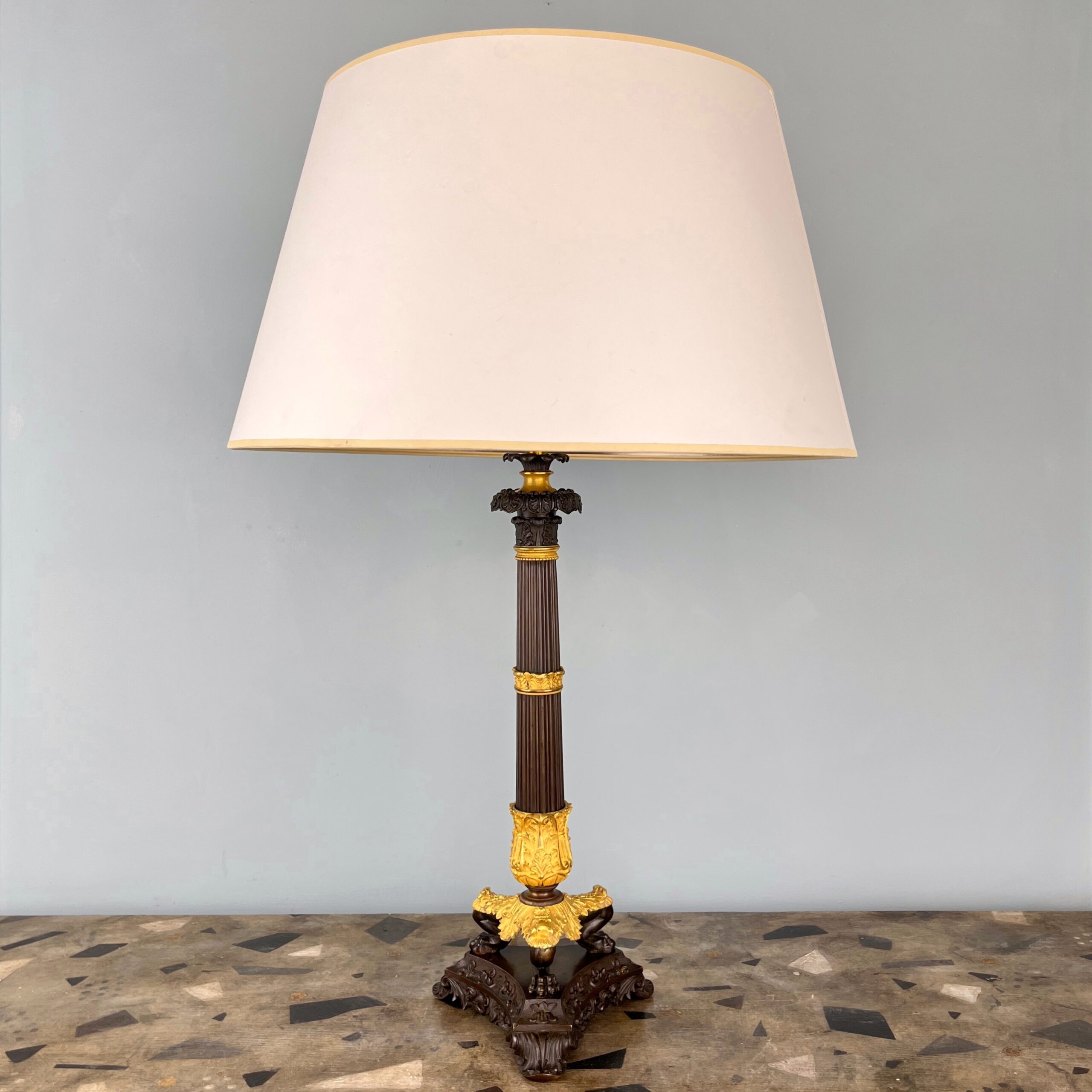 Regency Bronze and Gilt Bronze Column Lamp - Adam Calvert Bentley