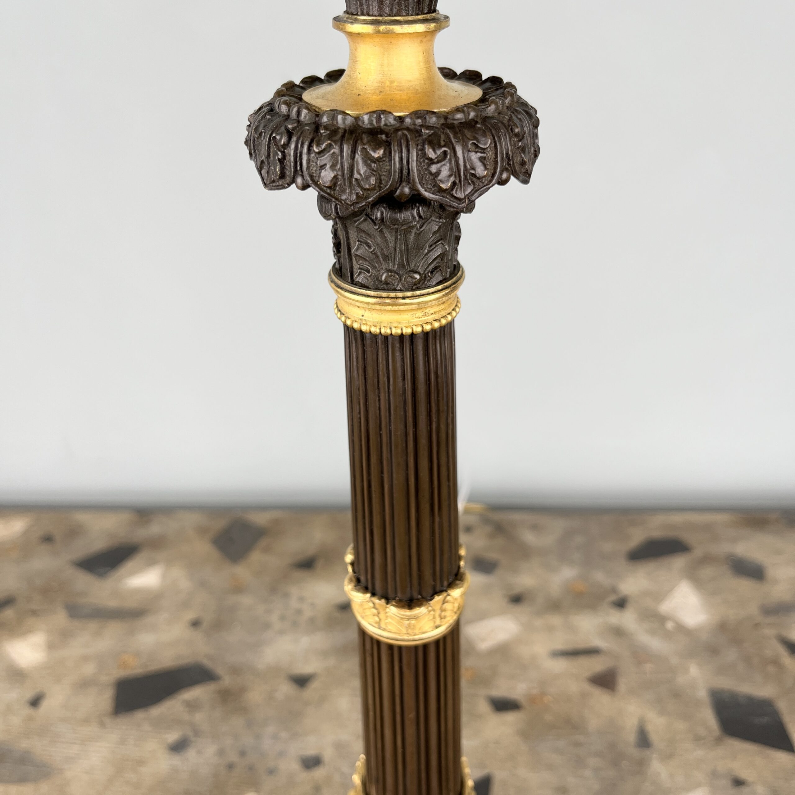 Regency Bronze and Gilt Bronze Column Lamp - Adam Calvert Bentley