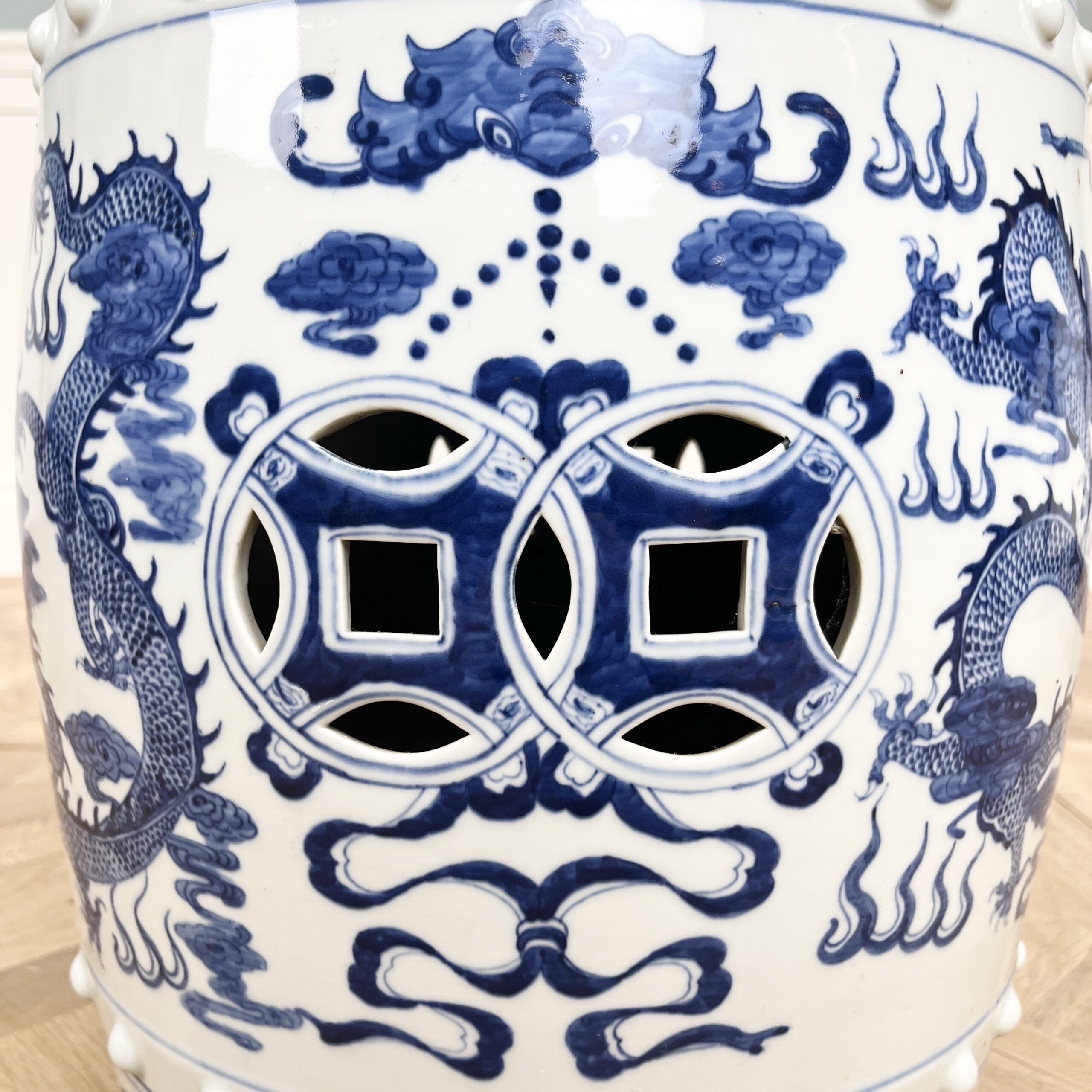 Chinese Blue and White Ceramic Garden Seat - Adam Calvert Bentley