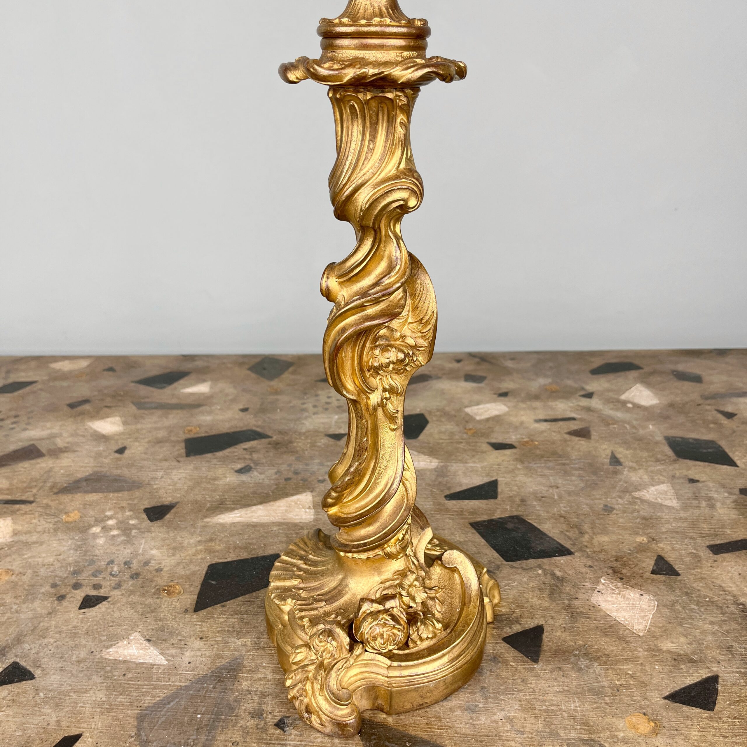 Pair of Antique Gilt-Bronze Meissonnier Style Lamps by Maison Gagneau ...