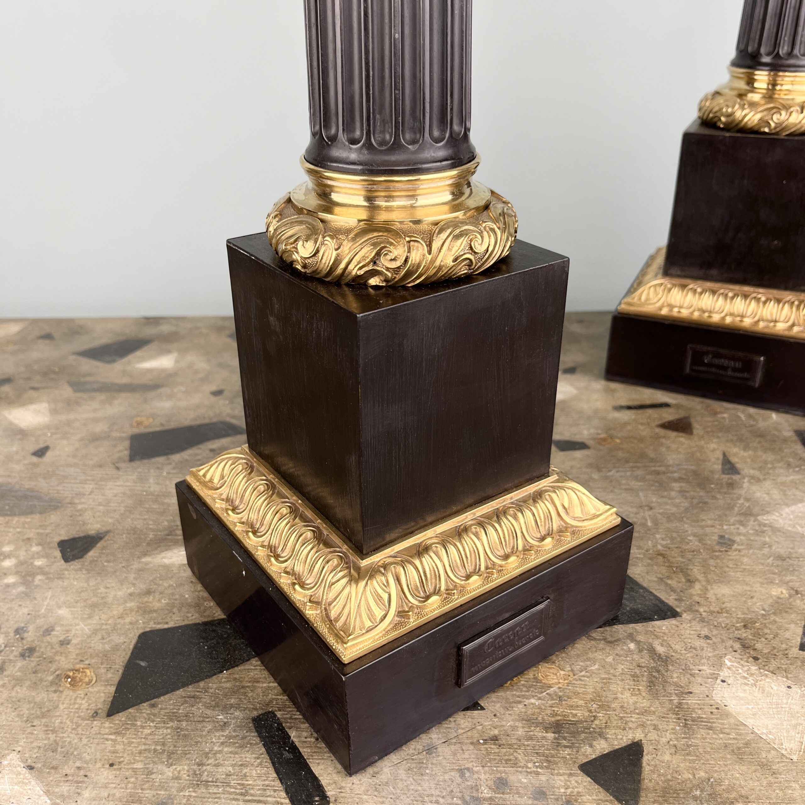 Pair of Bronze and Gilt Bronze Column Lamps - Adam Calvert Bentley