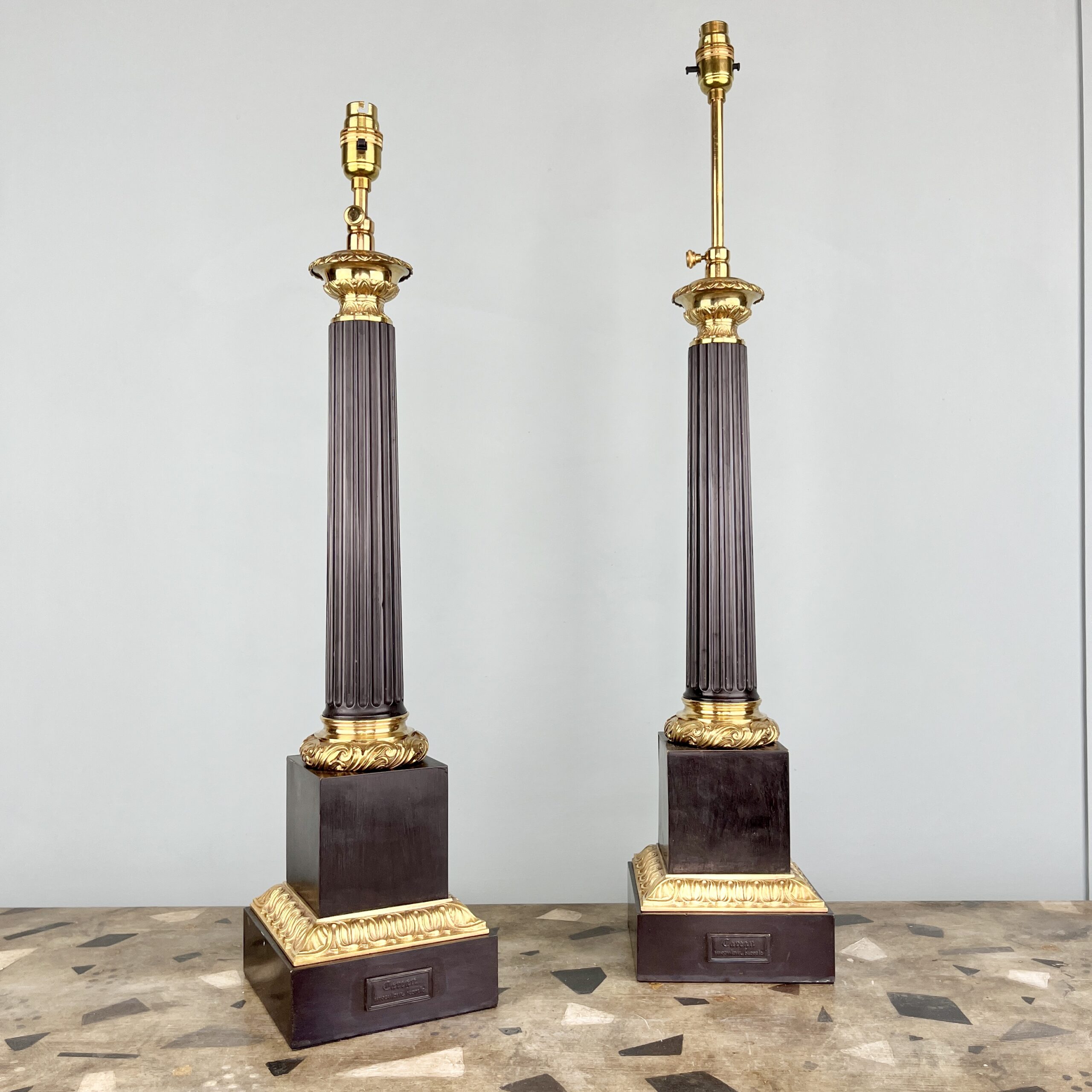 Pair of Bronze and Gilt Bronze Column Lamps - Adam Calvert Bentley