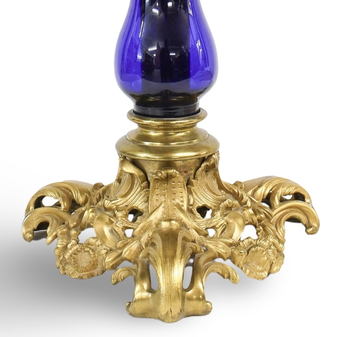 Unusually Large Victorian Glass and Ormolu Lamp Base - Adam Calvert Bentley