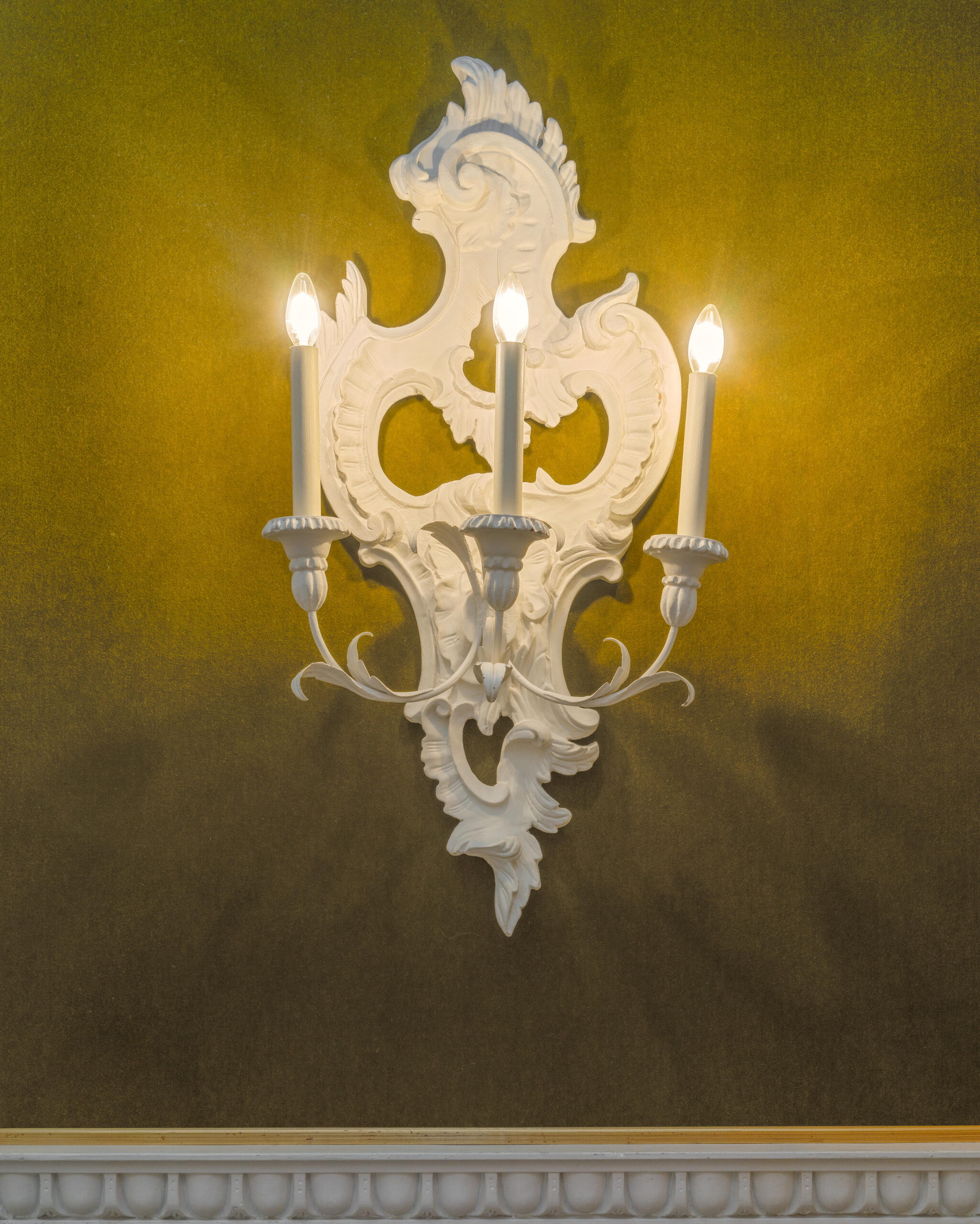 Pair of Carved and Painted Wall Lights - Adam Calvert Bentley