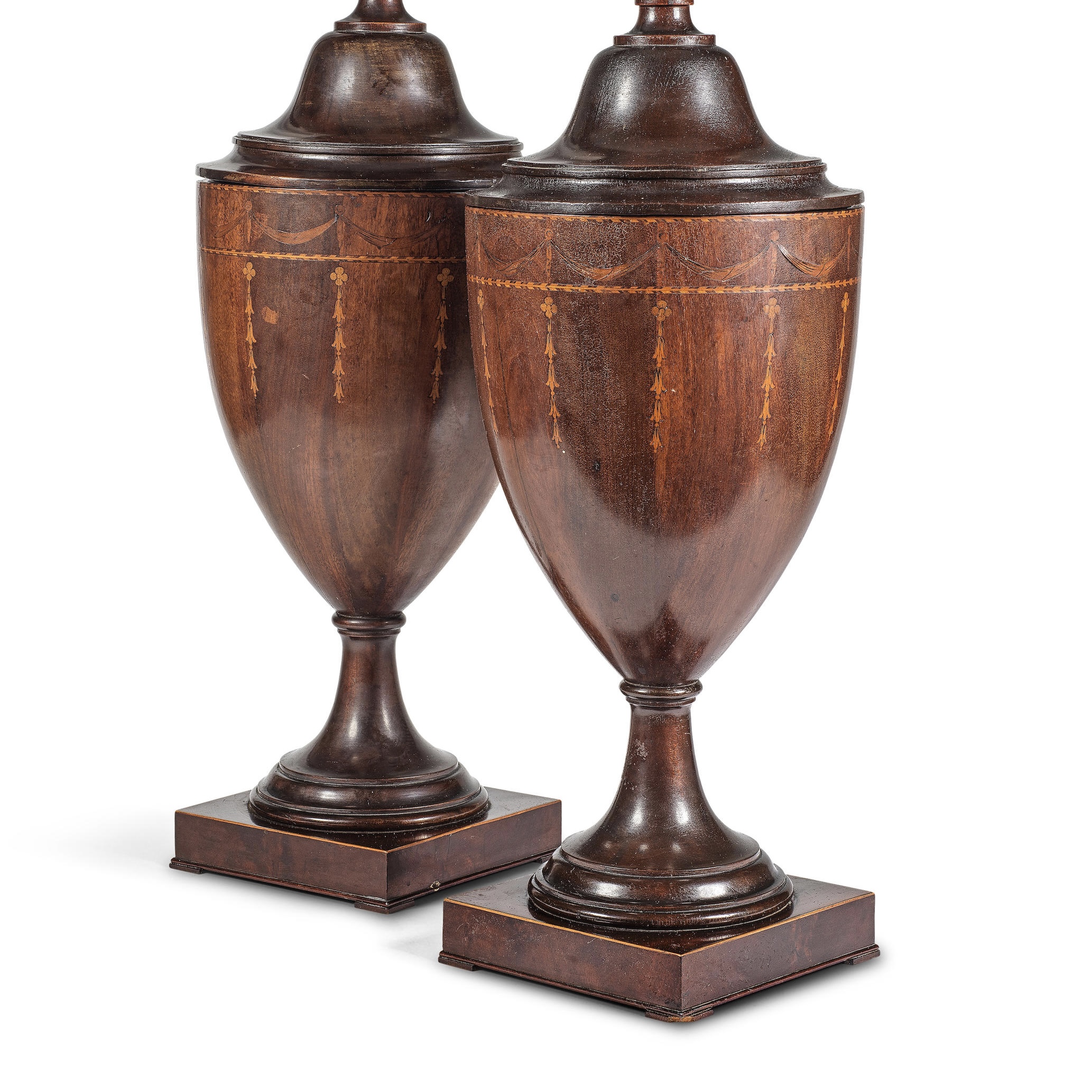 Pair of George III Mahogany Urn Lamps - Adam Calvert Bentley