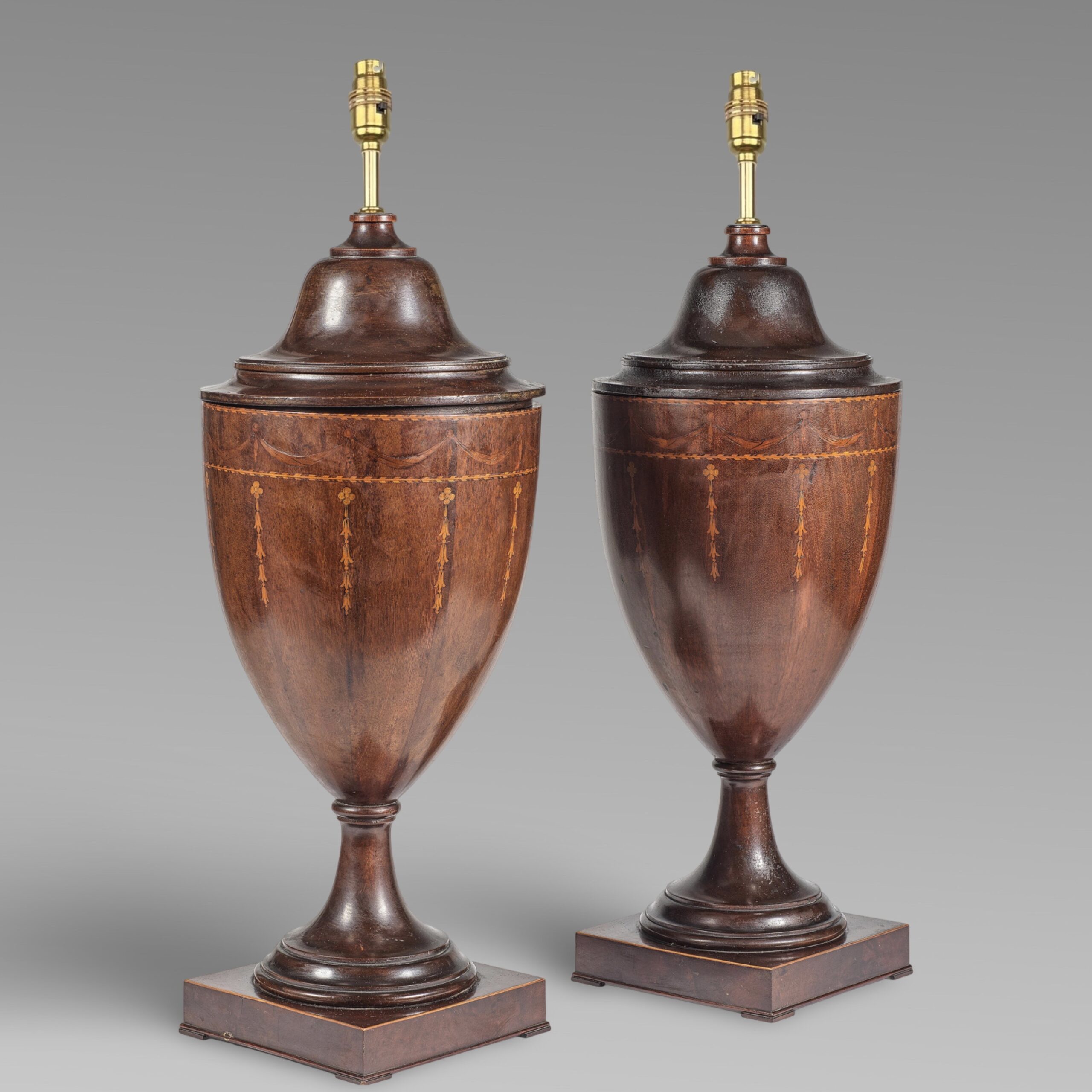 Pair of George III Mahogany Urn Lamps - Adam Calvert Bentley