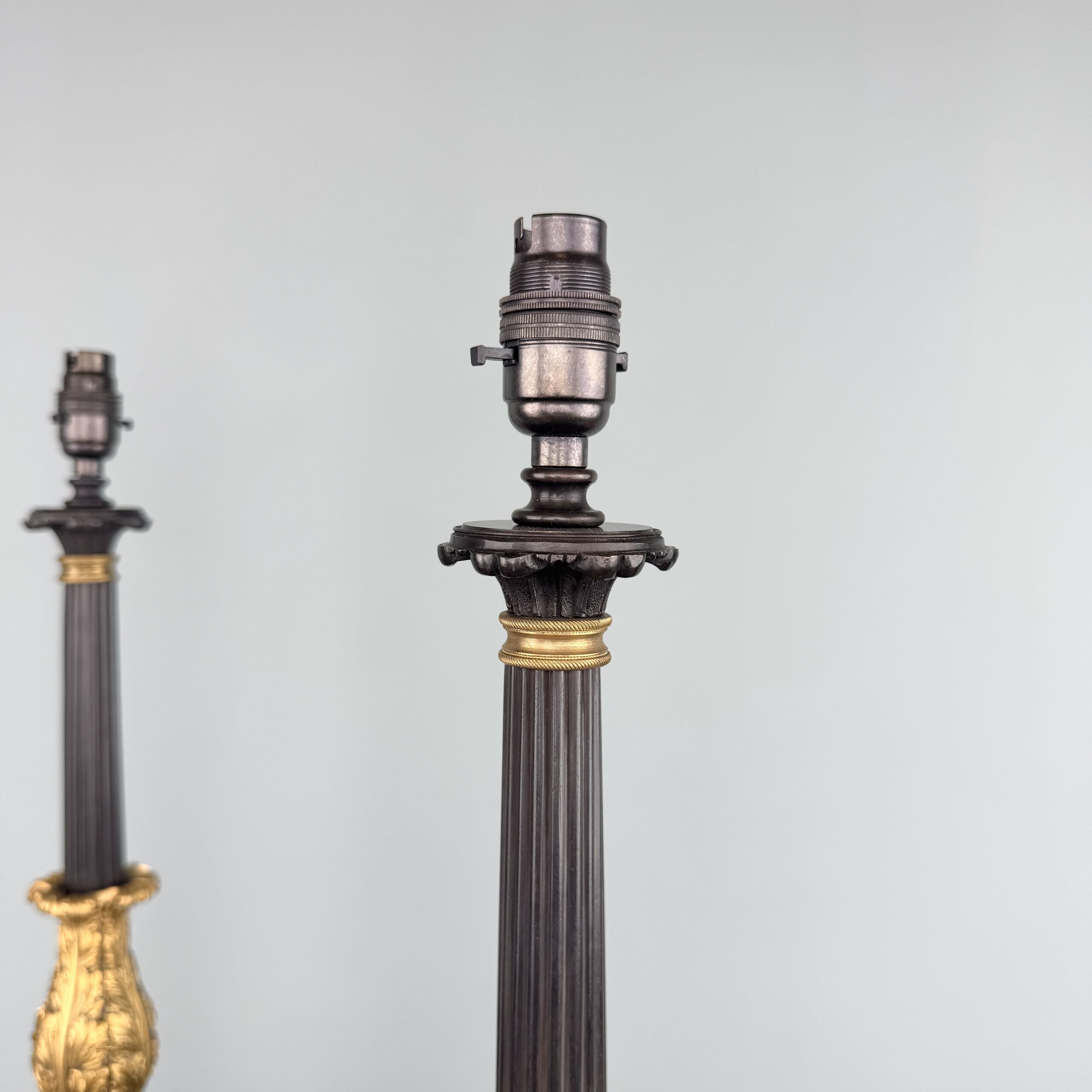 Pair of Regency Bronze and Gilt Bronze Column Lamps by William Bullock ...