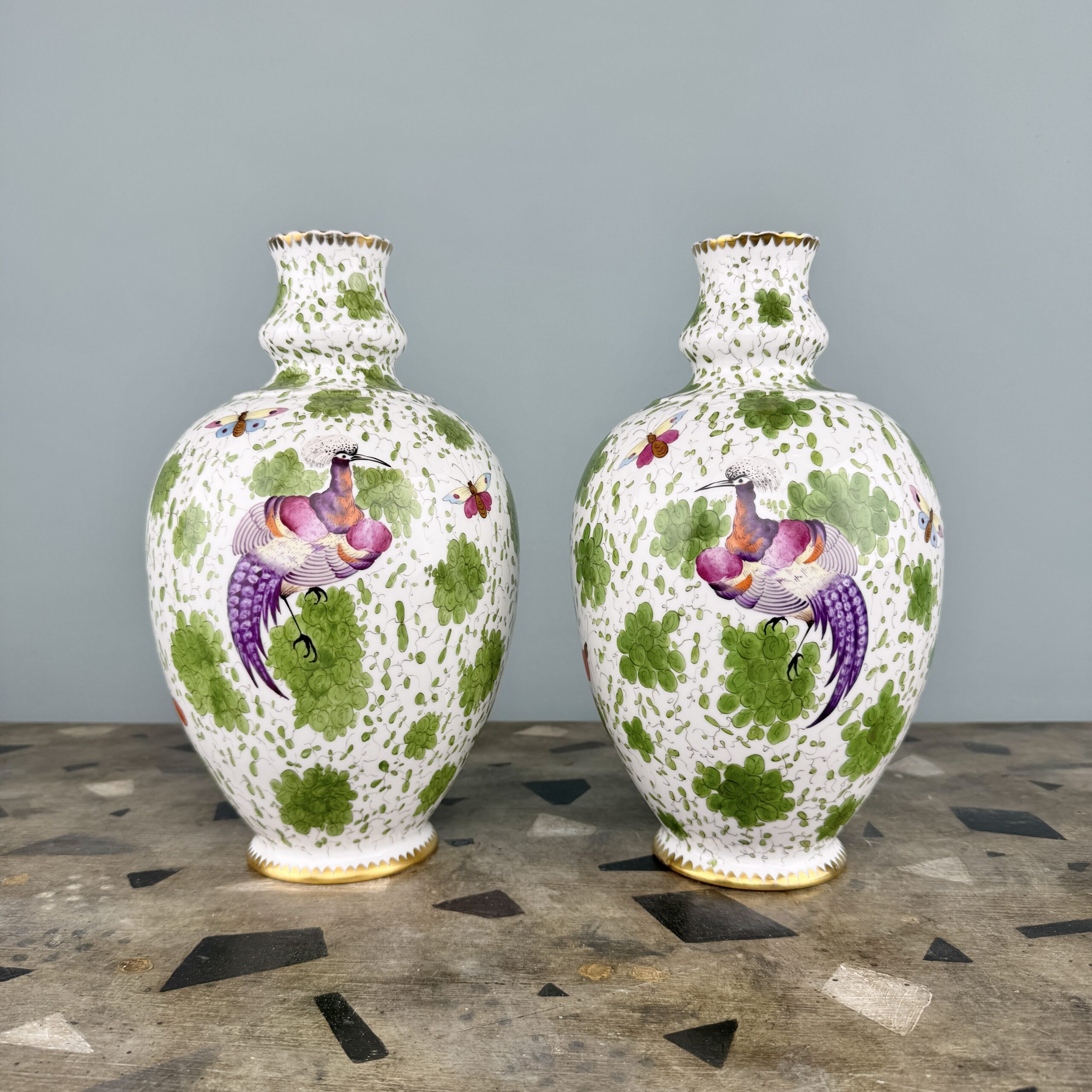 Pair of Antique Samson "Chelsea" Exotic Bird Vases or Lamps - Adam ...